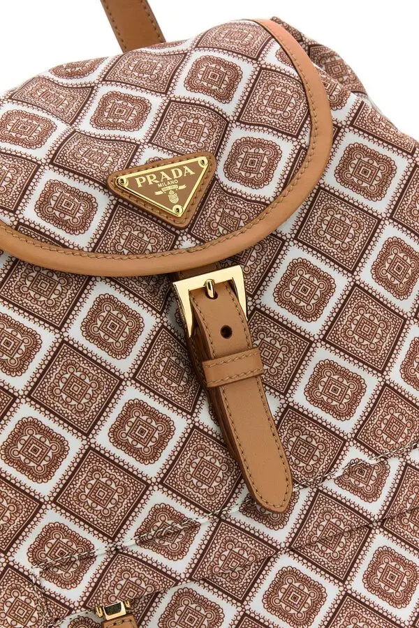 Prada Geometric Pattern Backpack - Brown
