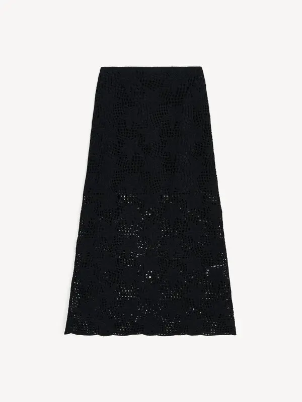 BY MALENE BIRGER Organic Cotton Crocheted A-line Skirt - Black