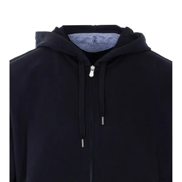 Brunello Cucinelli Techno Cotton Zip-up Hooded Sweatshirt - Black