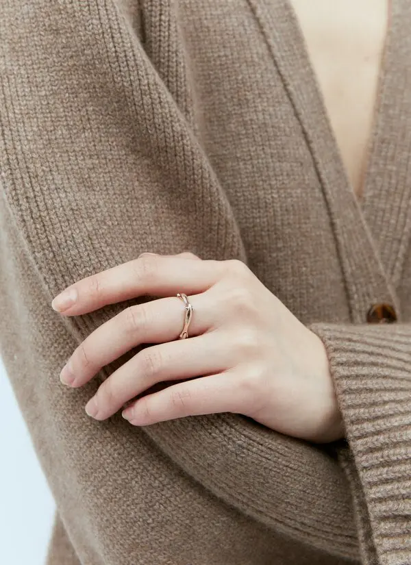 Bottega Veneta Sardine Ring With 18k Gold Finish - Silver