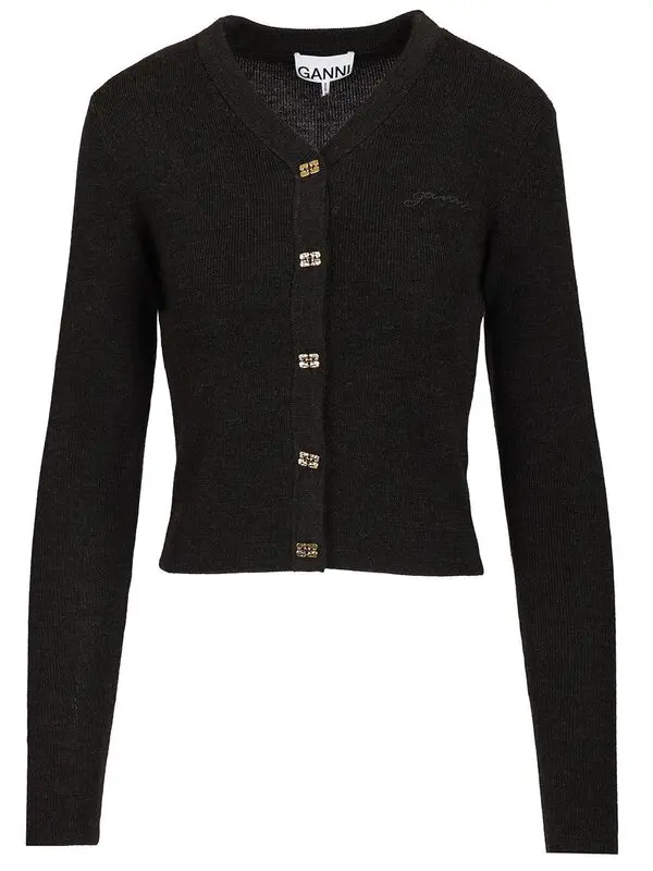 GANNI Mini Merino Cardigan - Gray