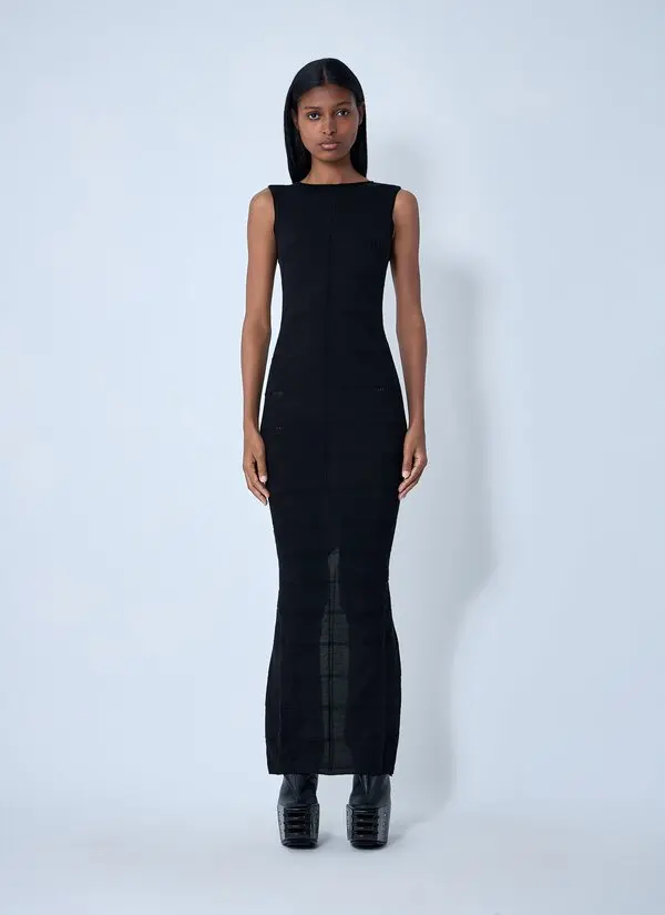 Rick Owens Wool Knit Tank Maxi Dress - Black