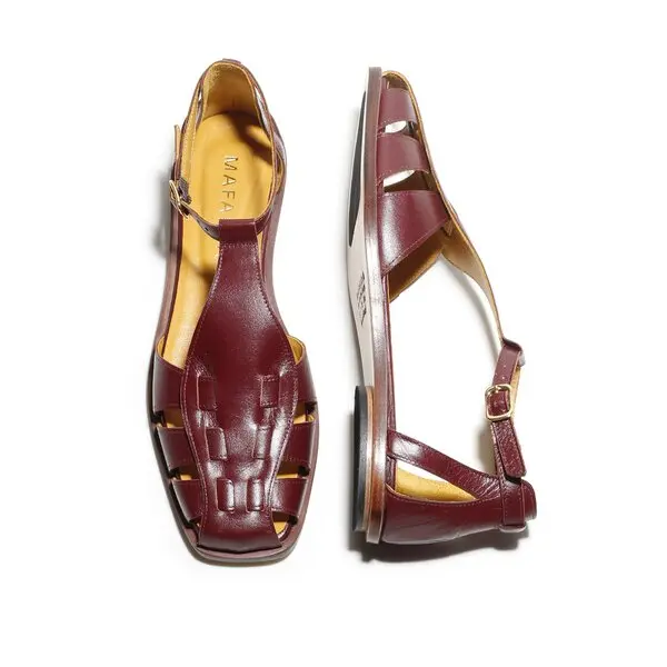 MAFALDA Ida Burgundy Fisherman Sandals - Red