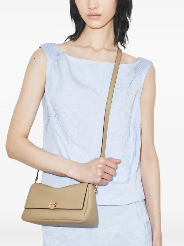 Tory Burch Small Charlie Leather Shoulder Bag - Grey