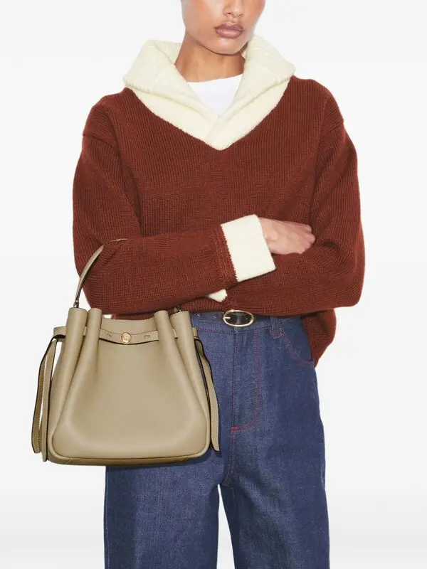 Tory Burch Romy Leather Bucket Bag - Grey