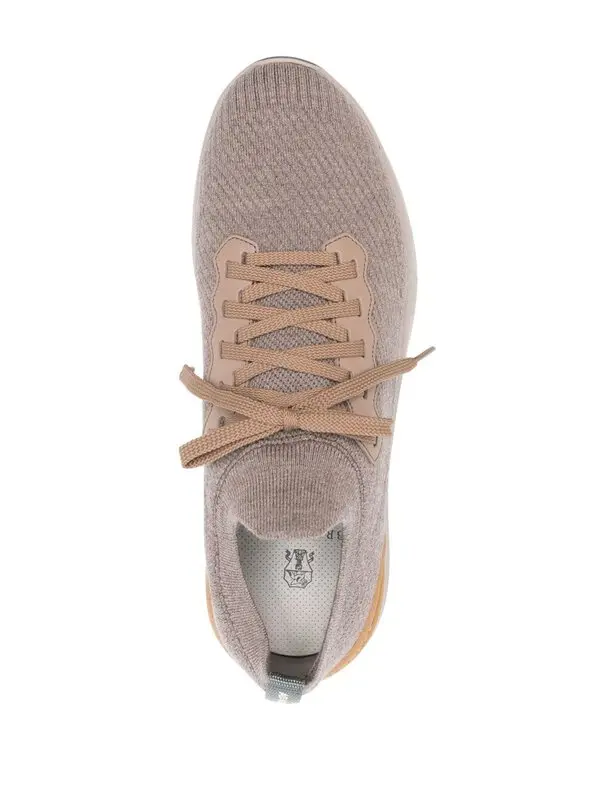 Brunello Cucinelli Knitted Sock Style Lace-up Sneakers - Grey