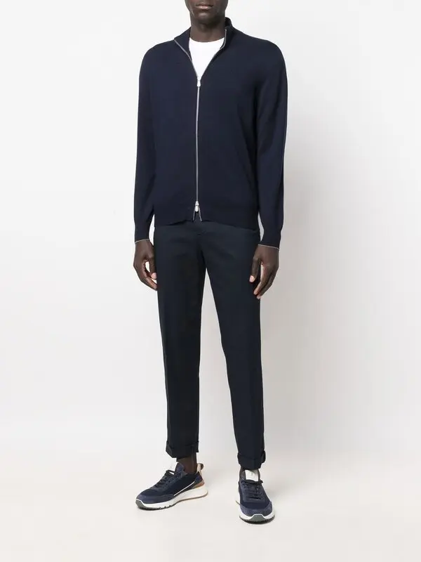 Brunello Cucinelli Cashmere Zipped Cardigan - Blue