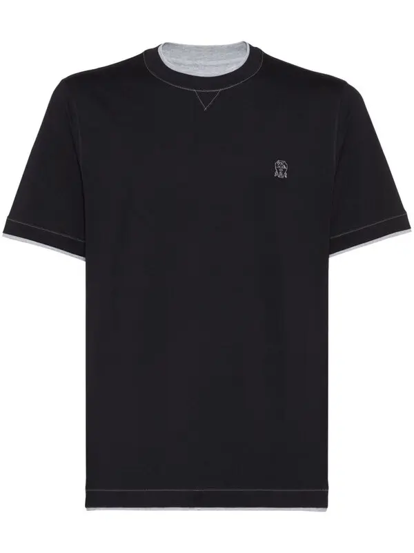Brunello Cucinelli Logo Cotton T-shirt - Black