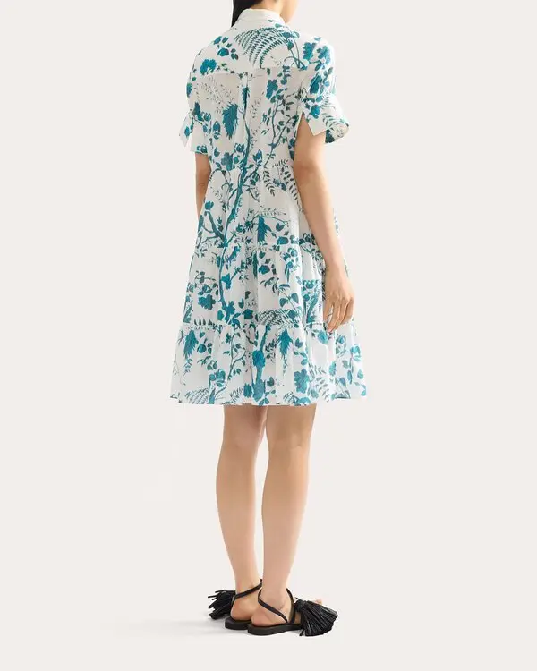 Erdem Floral Cotton-linen Tiered Shirt Dress - Multicolor