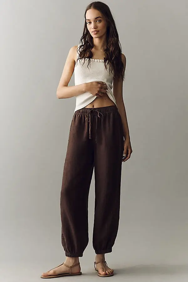 Sanctuary Mel 100% Linen Micro Balloon Pants - Brown