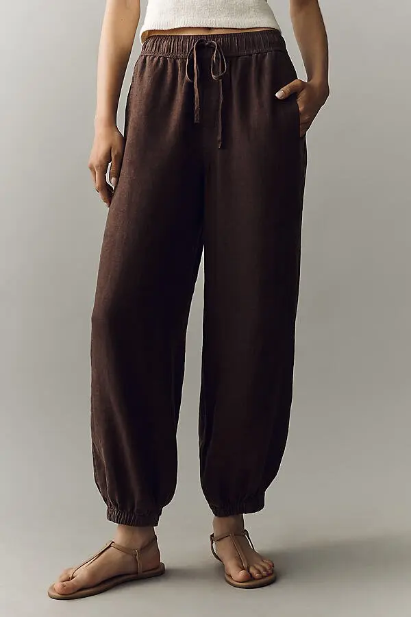 Sanctuary Mel 100% Linen Micro Balloon Pants - Brown