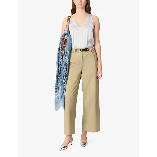 Maje Stretch-silk Round Neck Vest Top - Bleus