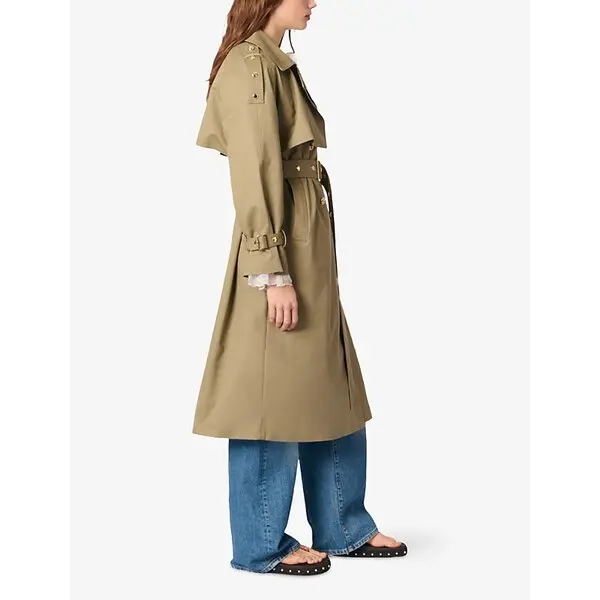 Maje Double-breasted Cotton Trench Coat - Bruns