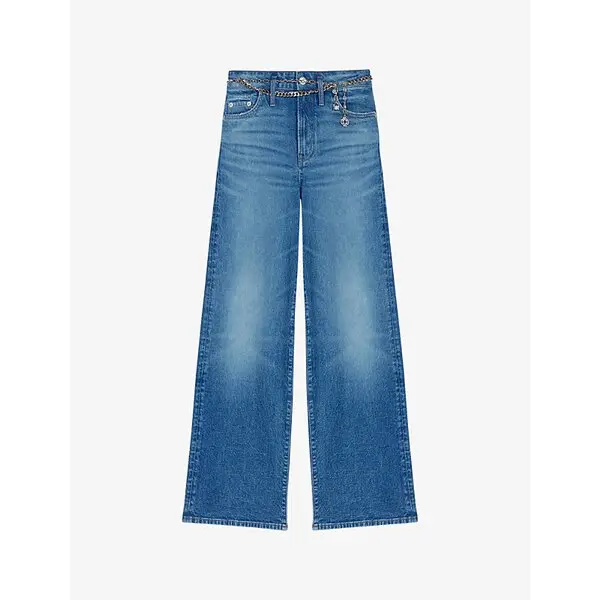Maje Chain-belt Straight-leg High-rise Stretch-denim Jeans