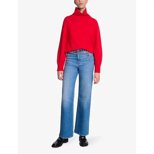Maje Chain-belt Straight-leg High-rise Stretch-denim Jeans