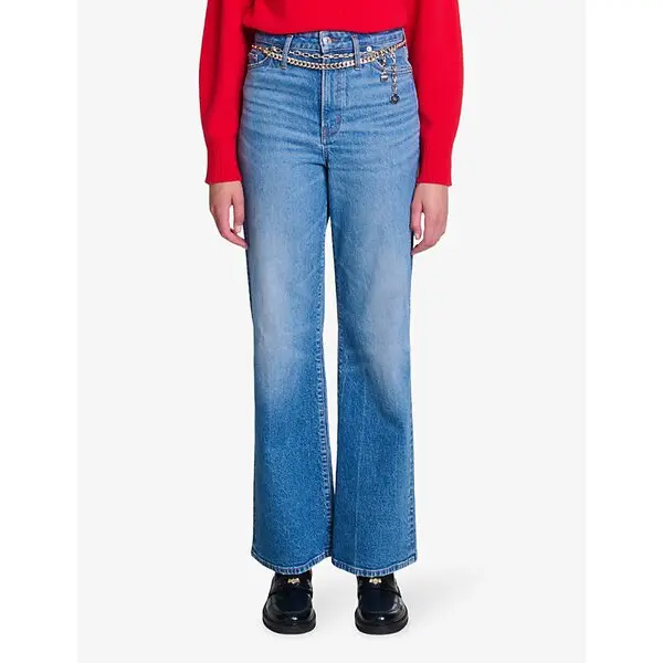 Maje Chain-belt Straight-leg High-rise Stretch-denim Jeans
