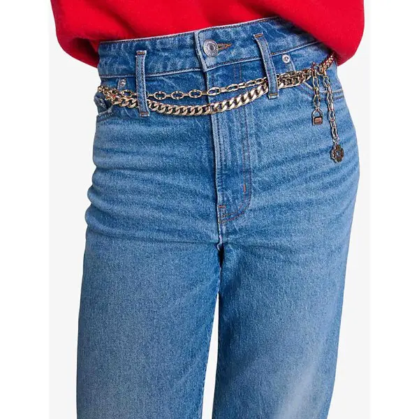 Maje Chain-belt Straight-leg High-rise Stretch-denim Jeans