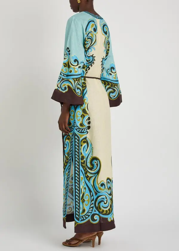 ALEMAIS Alémais Natalia Printed Linen Midi Dress - Cream