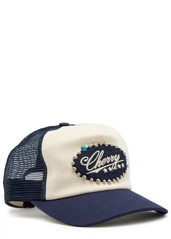 CHERRY LOS ANGELES 5 Star Stud-embellished Twill And Mesh Cap - Navy
