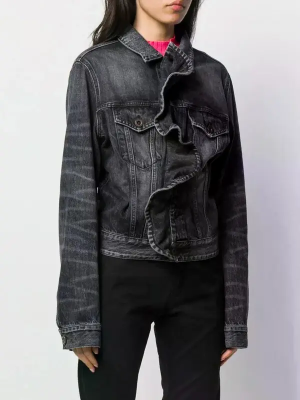 BEN TAVERNITI UNRAVEL PROJECT Ruffled Denim Jacket