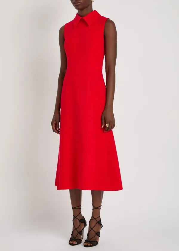EMILIA WICKSTEAD Leontine Wool-crepe Midi Dress