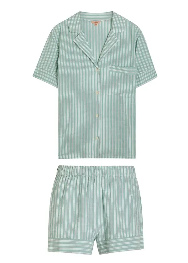 Eberjey Nautico Shortie Woven Pyjama Set - Green