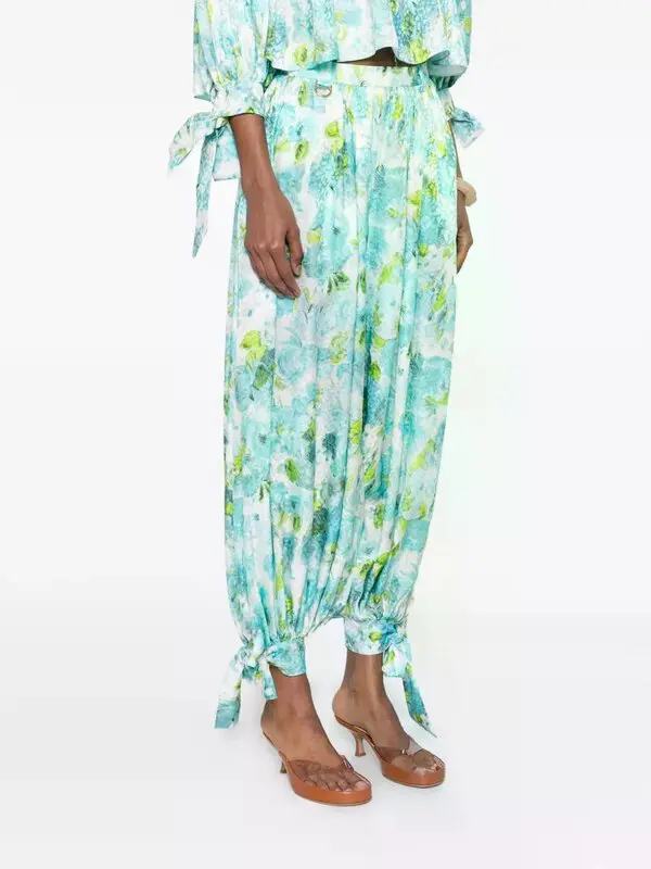 Chloé Floral Print Pleated Trousers - Blue
