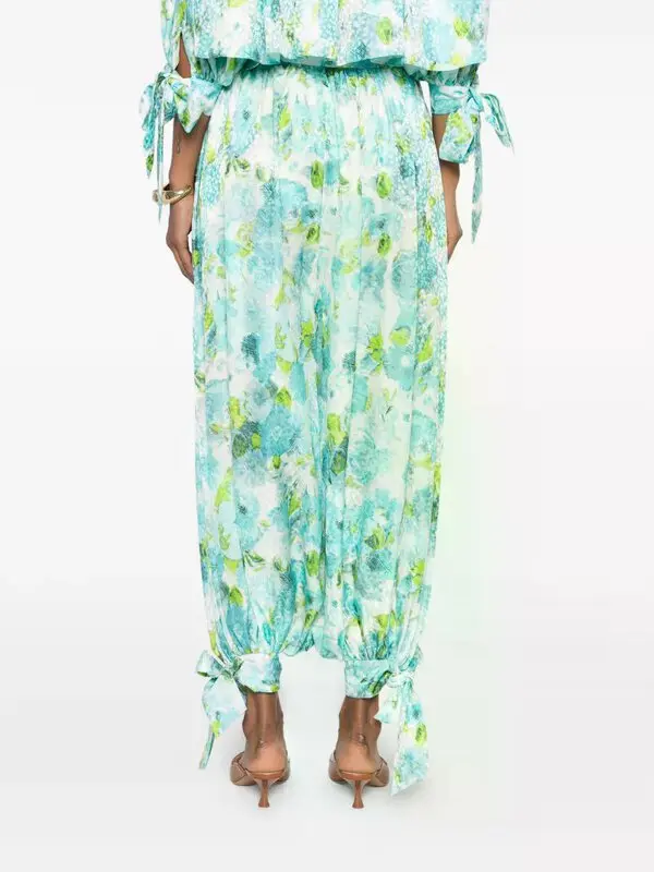 Chloé Floral Print Pleated Trousers - Blue