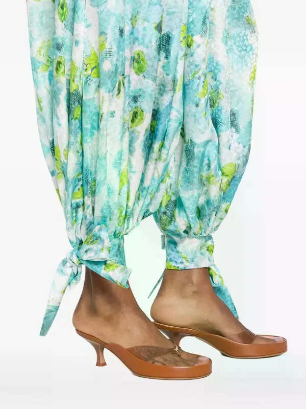 Chloé Floral Print Pleated Trousers - Blue