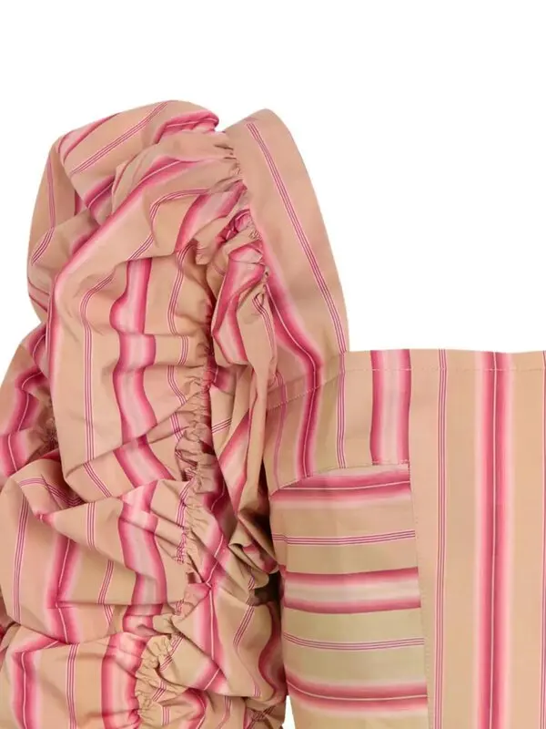 Thierry Colson Misia Striped Ruffled-sleeve Top - Neutrals