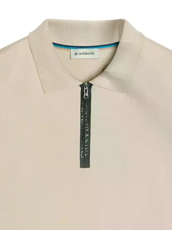 SANDBANKS Zip-fastening Logo-patch Polo Shirt