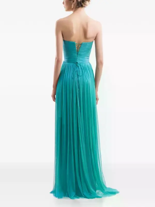 IMROSKA Strapless Sweetheart Neck Pleated Dress