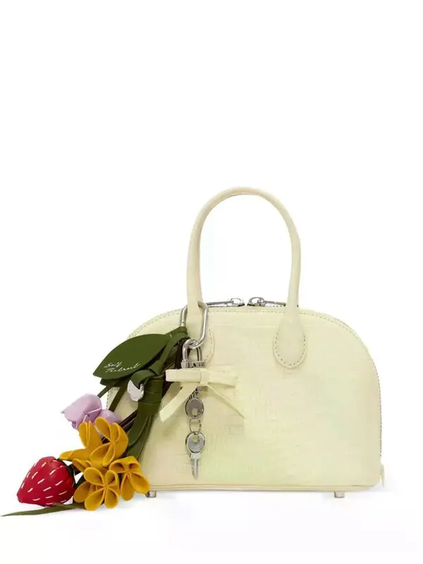 SELF-PORTRAIT Lizard-embossed Leather Mini Tote Bag - Neutrals