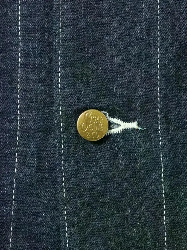 SUGAR CANE JEANS Contrast-stitch Patch-pocket Button-down Denim Jacket