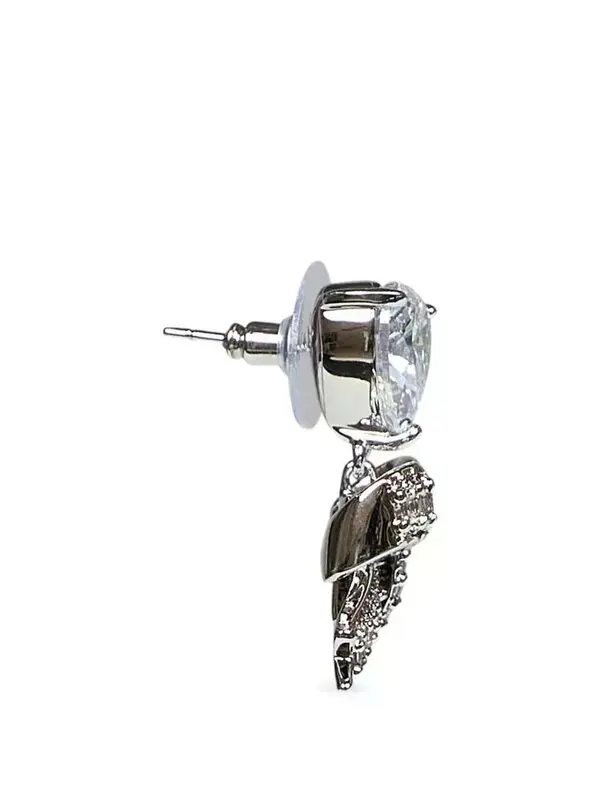 SELF-PORTRAIT Heart-shaped Crystal Earrings - Silver
