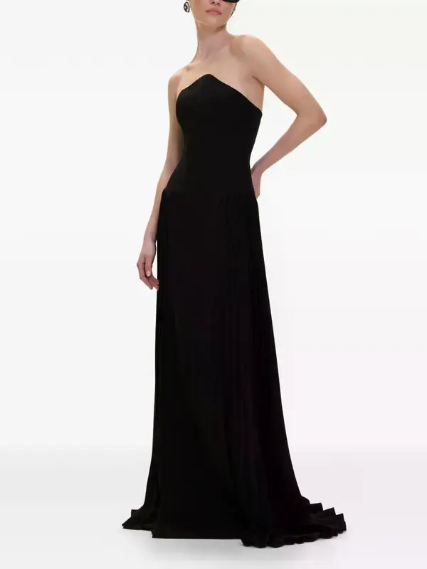 V:PM ATELIER Strapless Corset Bodice Pleated Floor-length Gown