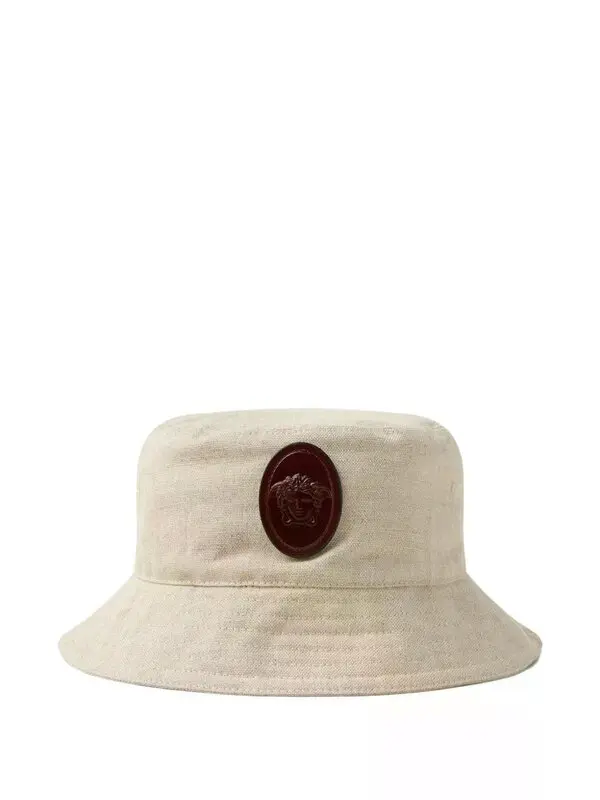 Versace Cotton & Linen Blend Bucket Hat - Neutrals