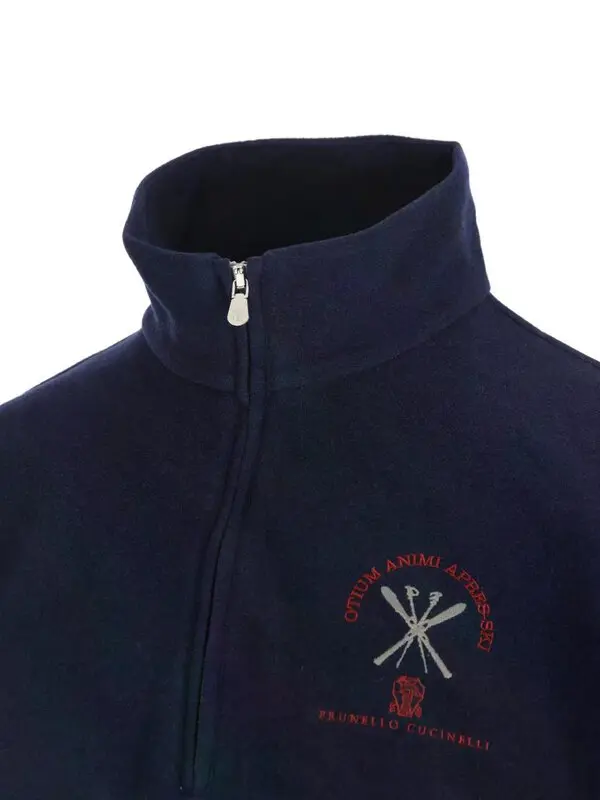 Brunello Cucinelli Quarter-zip Sweater With Embroidered Logo