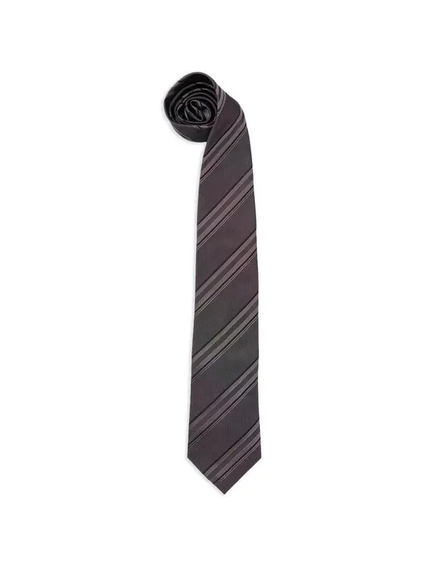 Brunello Cucinelli Diagonal Stripe Silk Tie - Grey