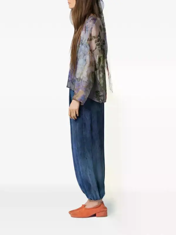 ANNTIAN Floral Chiffon Sweater - Blue
