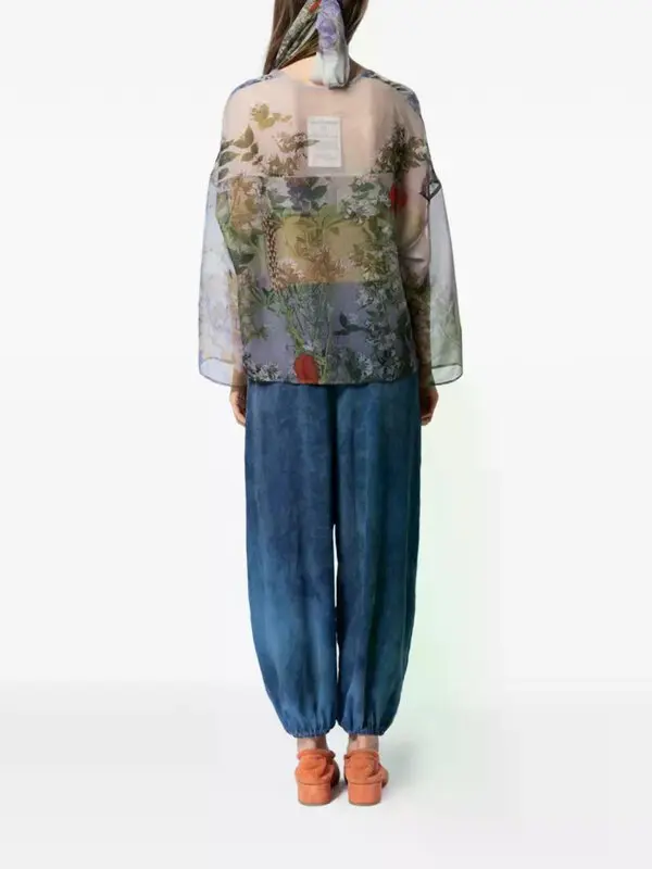 ANNTIAN Floral Chiffon Sweater - Blue