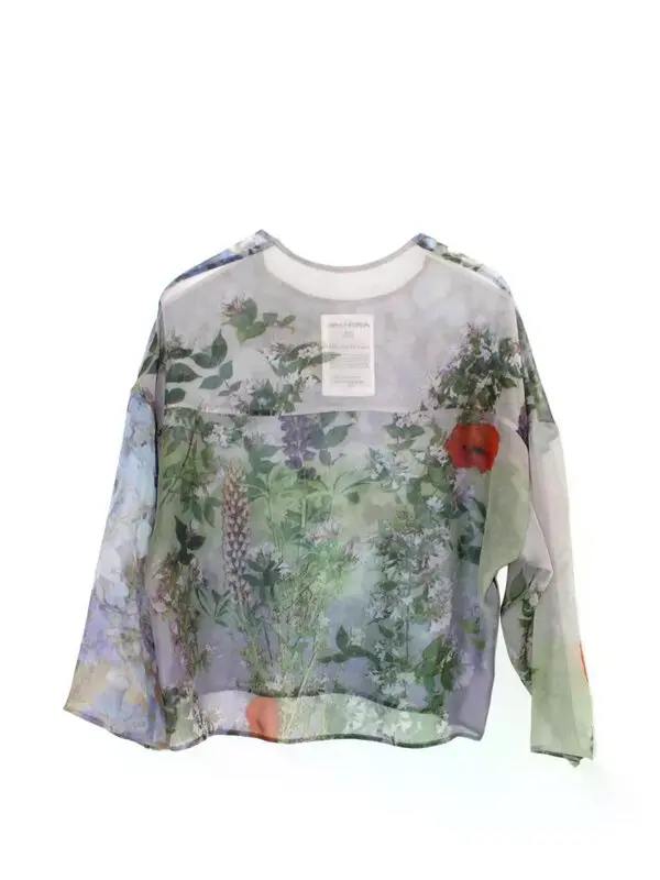 ANNTIAN Floral Chiffon Sweater - Blue