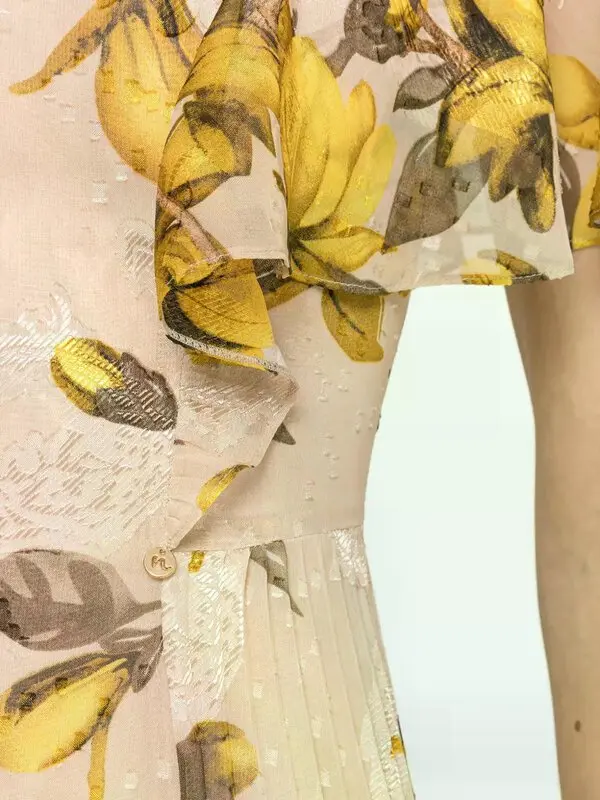 NISSA Floral Print Ruffled Midi Dress