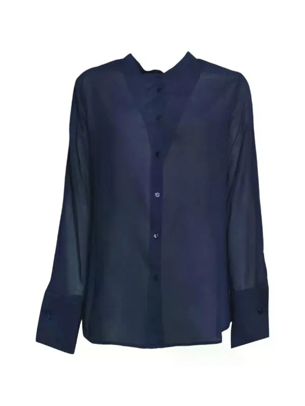 MERCI Sheer Cotton Band Collar Shirt