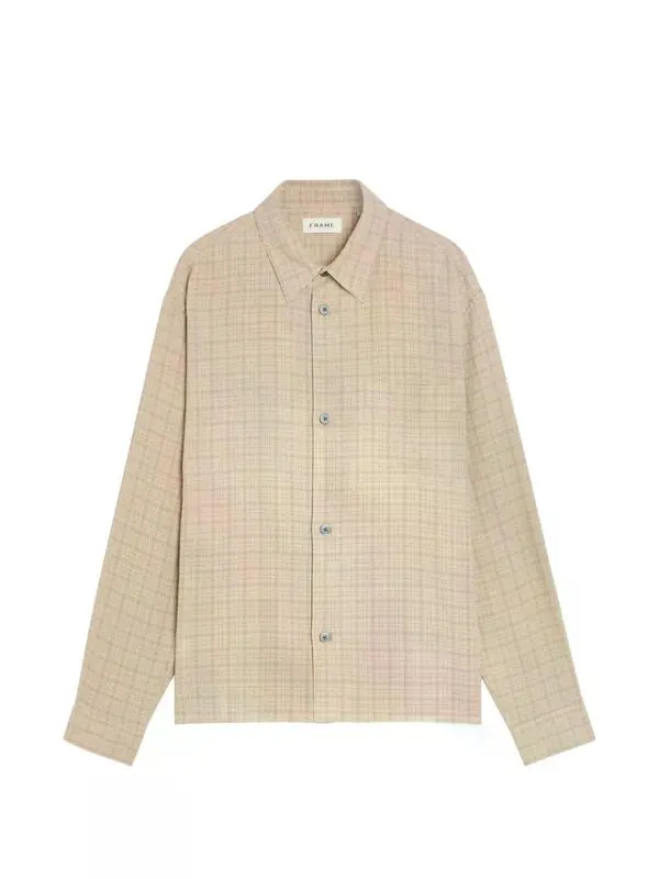 FRAME Plaid-check Button-down Linen-blend Shirt - Neutrals