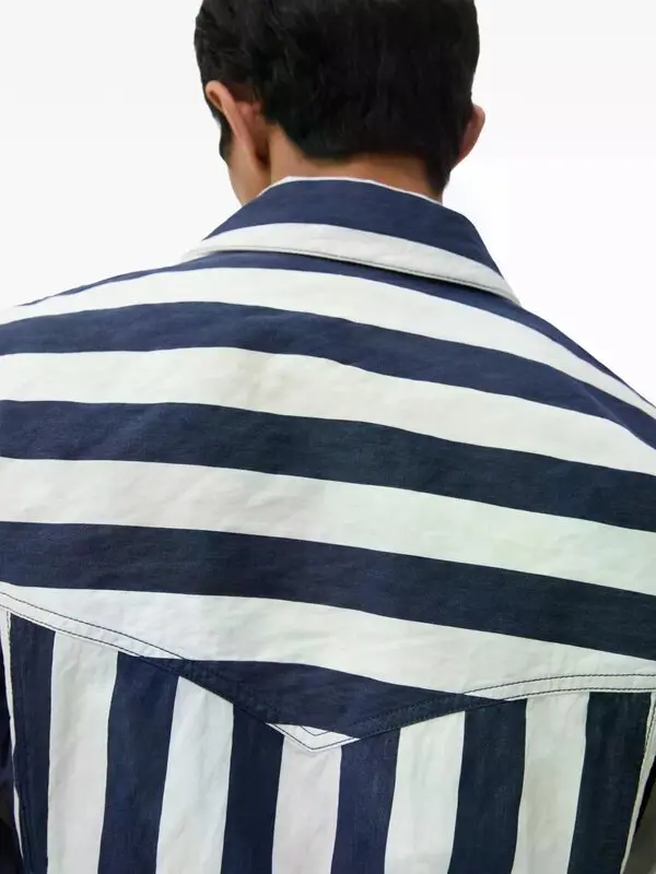 Versace Striped Cotton Denim Blouson Jacket