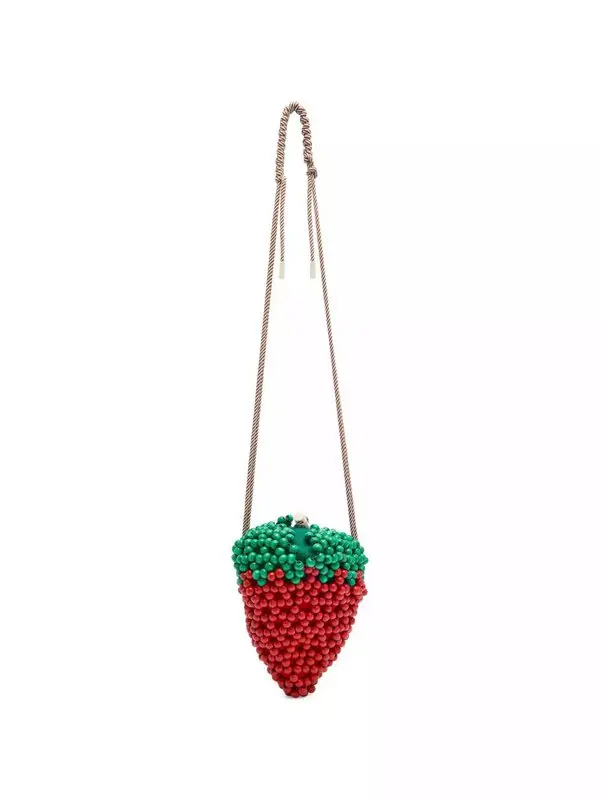 ALEMAIS Beaded Strawberry Belt Bag - Red