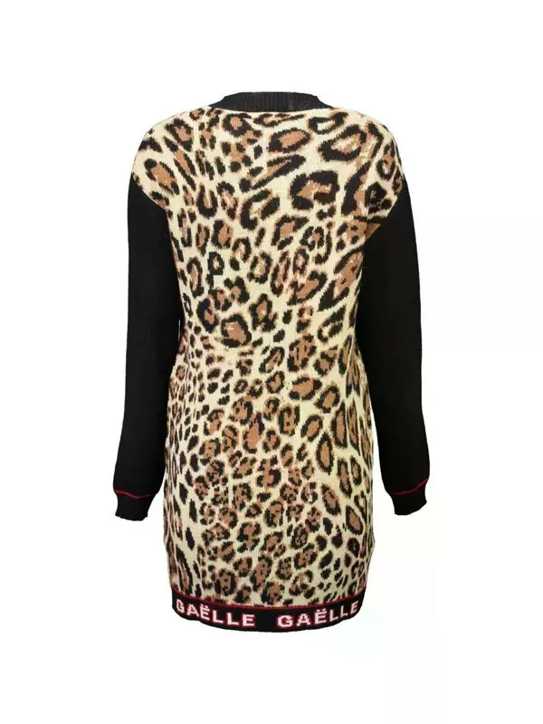 GAELLE PARIS Gaelle Leopard-print Knitted Dress
