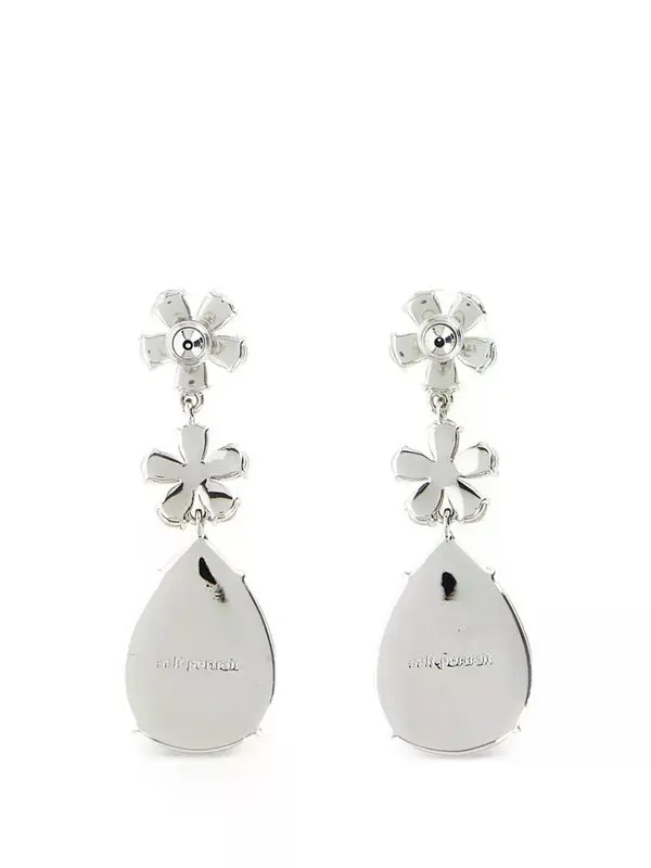 SELF-PORTRAIT Crystal Flower Tiered Earrings - Silver