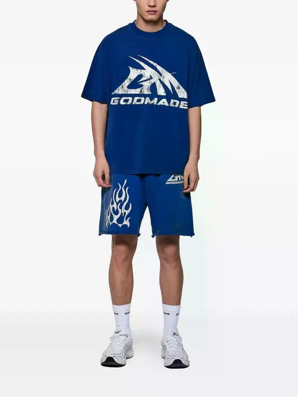 GODMADE Flame Motif Cotton Shorts